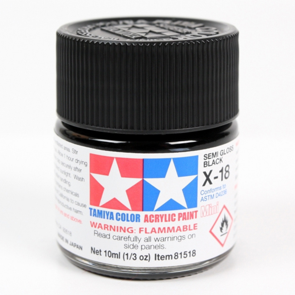 X-18 Semi-Gloss Black Tamiya Acrylic 10ml Bottle - Gundam Pros