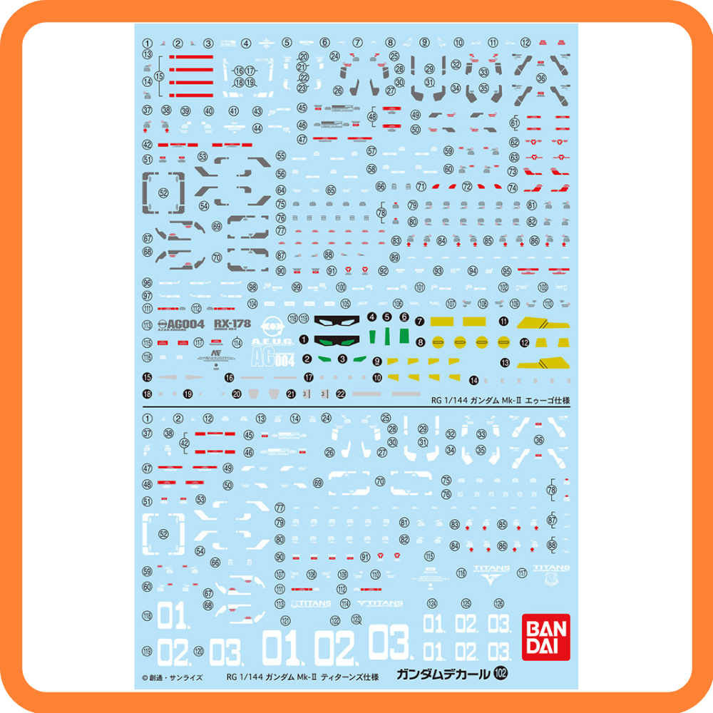 Decal #102 RG RX-178 Gundam Mk-II - Gundam Pros