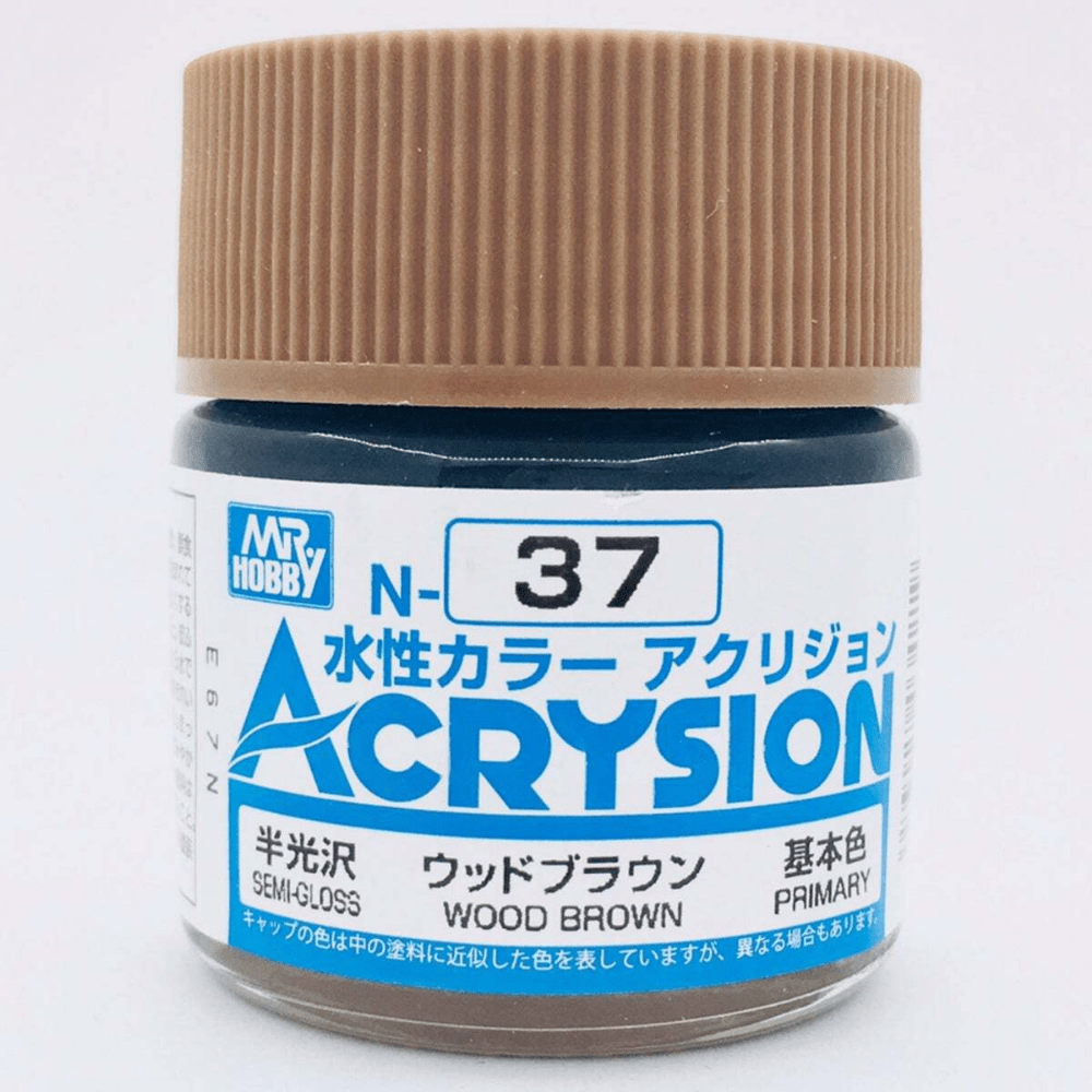 N37 Semi Gloss Wood Brown Acrysion Mr Hobby 10ml Bottle - Gundam Pros