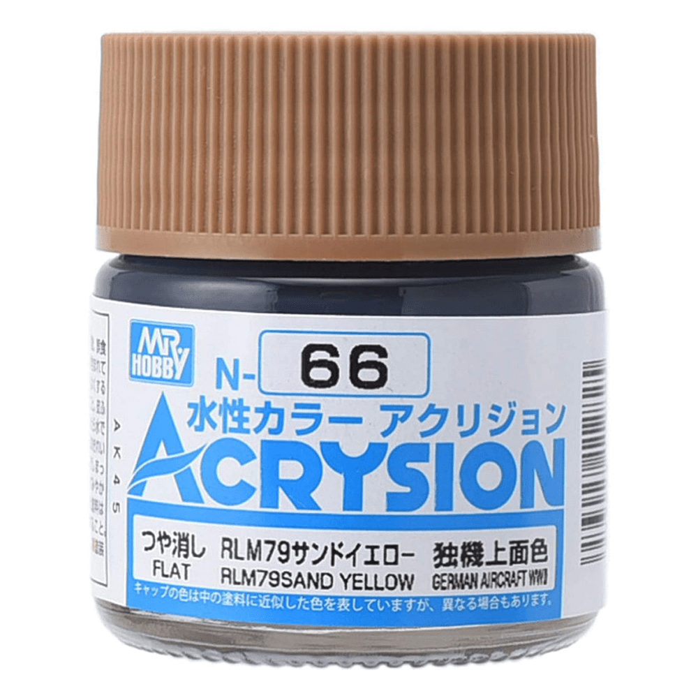 N66 Flat RLM79 Sand Yellow Acrysion Mr Hobby 10ml Bottle - Gundam Pros