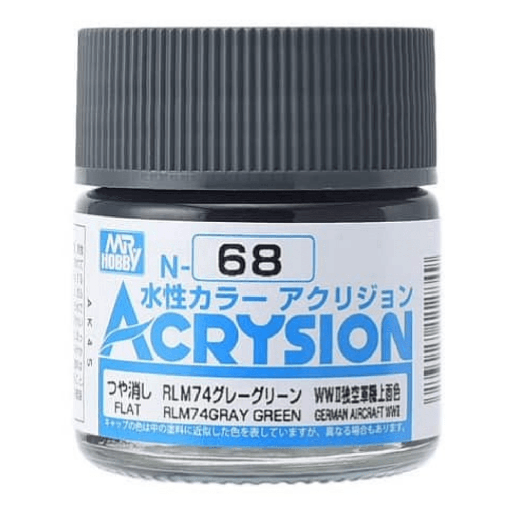 N68 Flat RLM74 Gray Green Acrysion Mr Hobby 10ml Bottle - Gundam Pros