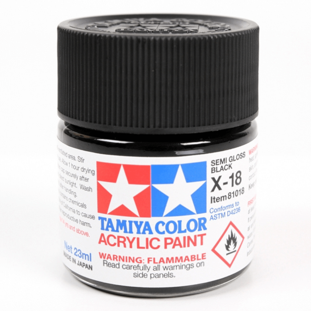 X-18 Semi Gloss Black Tamiya Acrylic 23ml - Gundam Pros