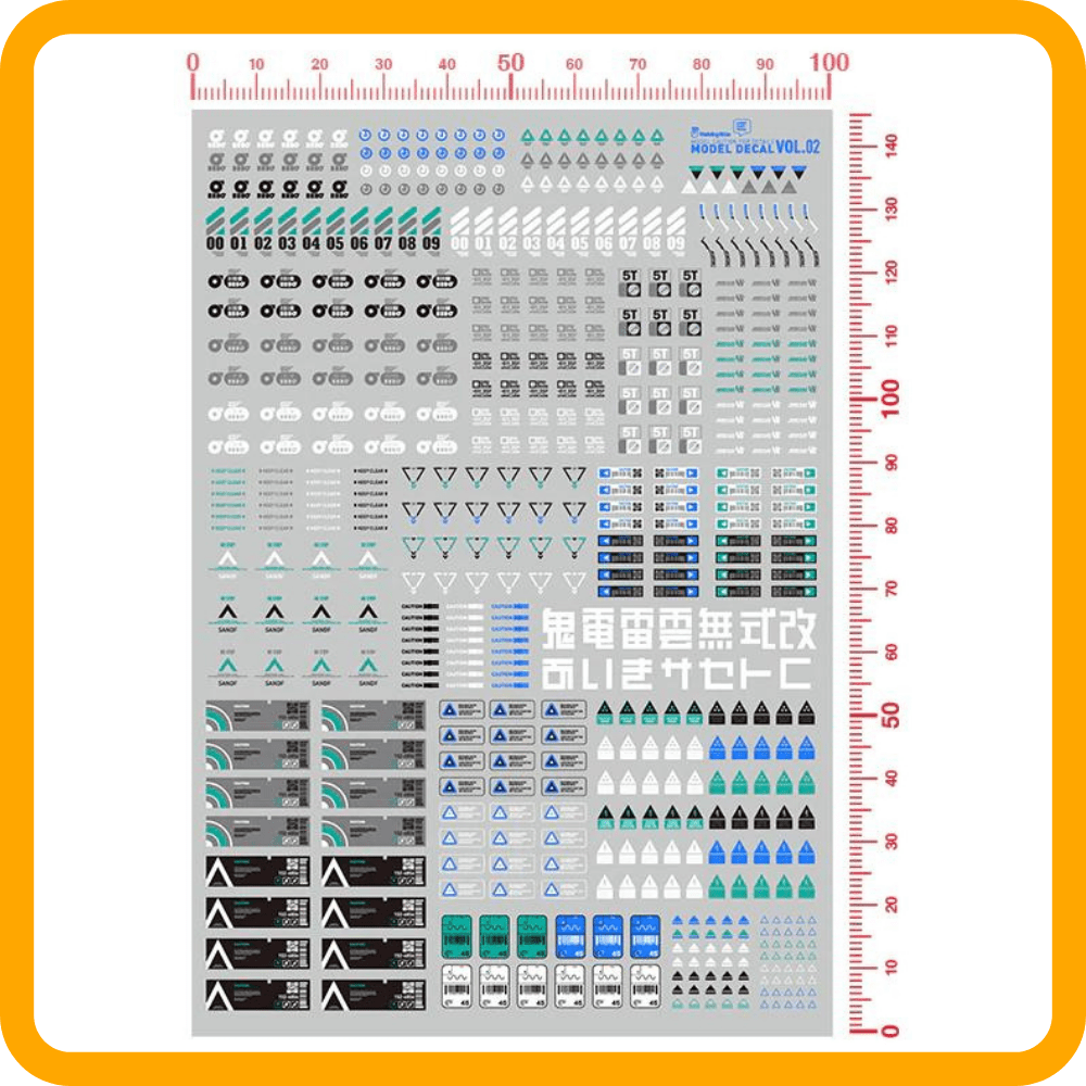 VOL.2-003 Armor Caution Decal Fluorescent Blue Green - Gundam Pros