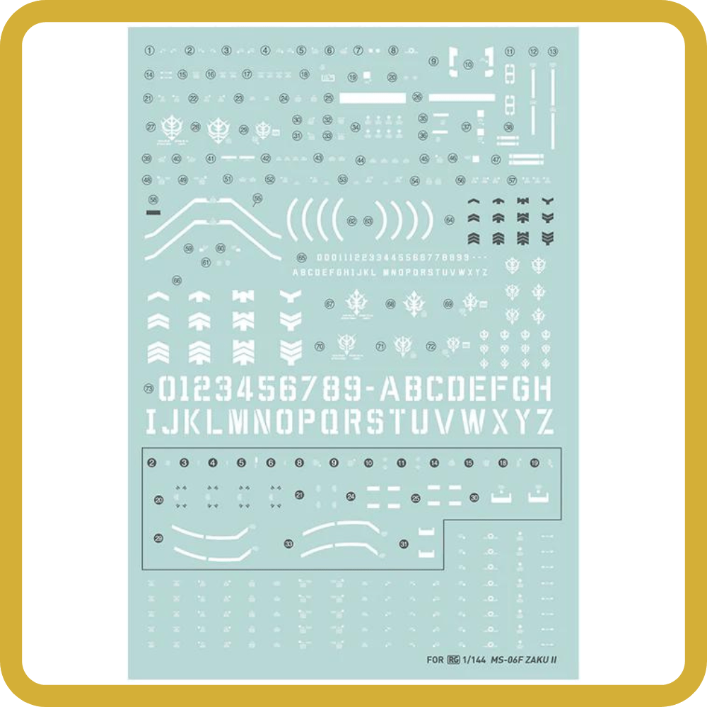 RG 04 MS-06F Zaku II Water Decal - Gundam Pros